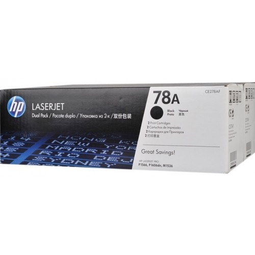 HP CE278AF No.78A Dual Pack Black (CE278AF), Juoda, 2100psl.
